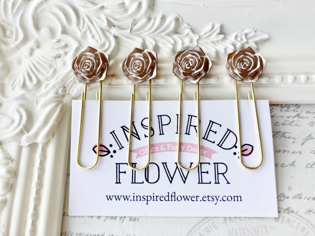 Flower Planner Clips, Flower Paper Clips, Rose Planner Clips, Coffee ...
