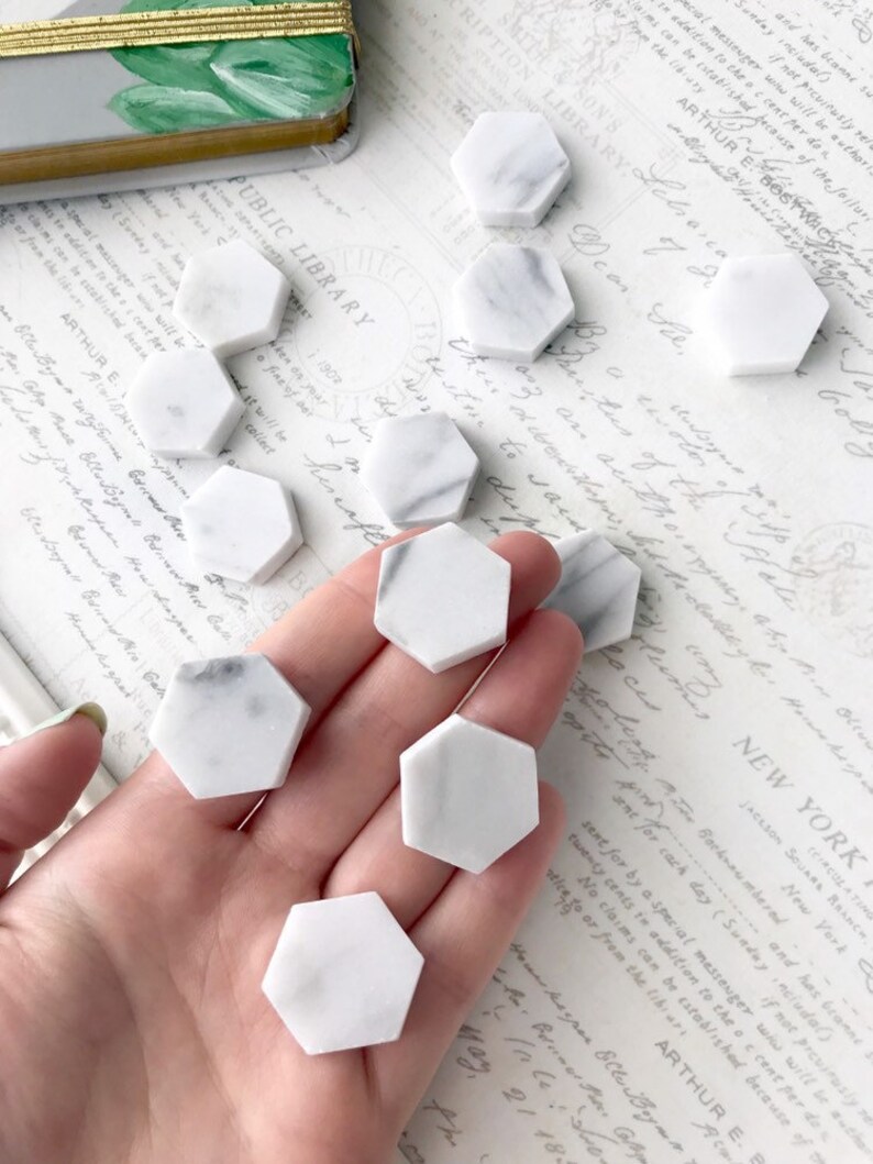Italian Marble Magnets, Carrara White Marble Magnets, Marble Hexagon ...