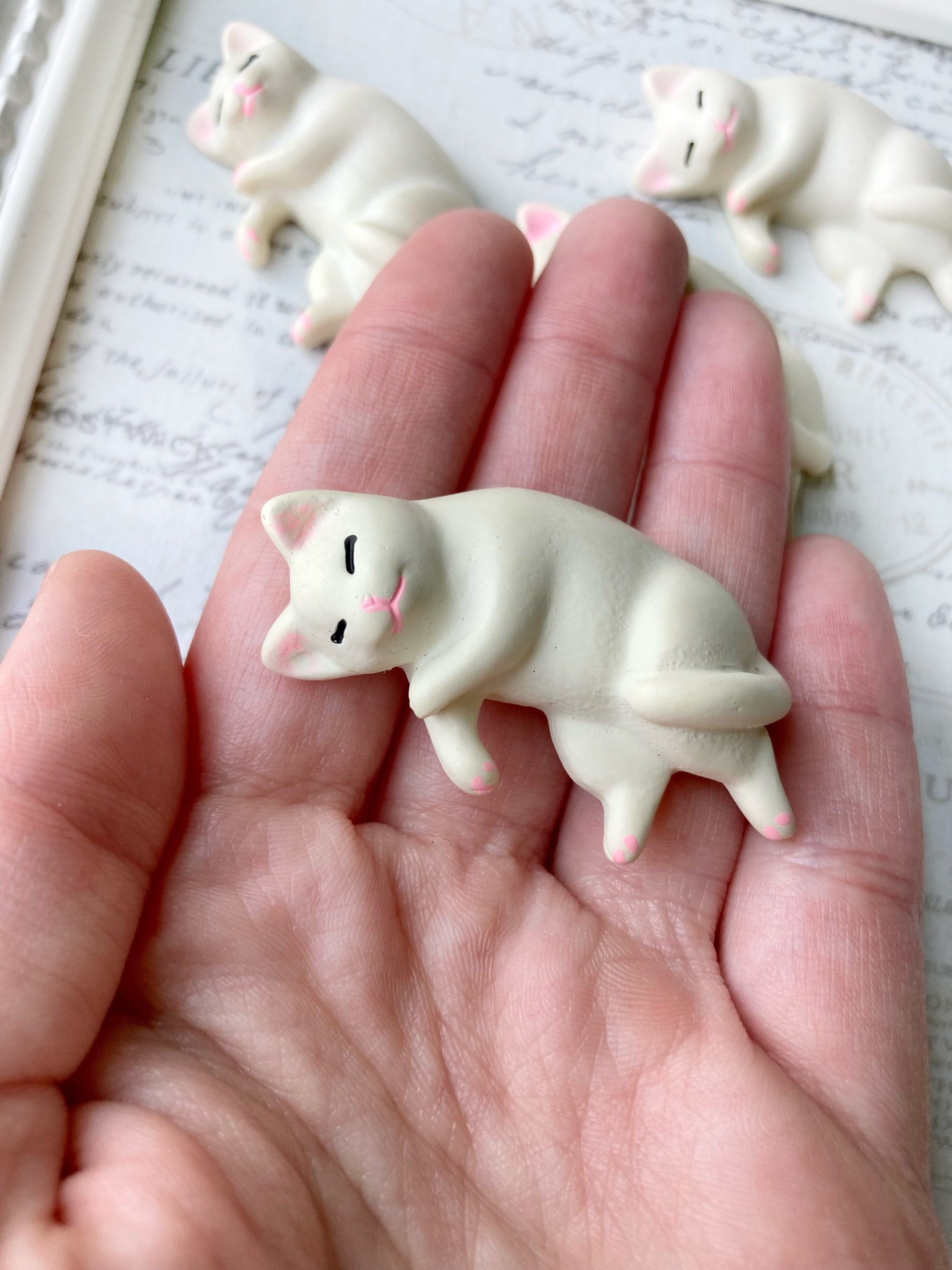 Cat Magnet White Cat Magnet Sleeping Cat Magnet Cat | Etsy