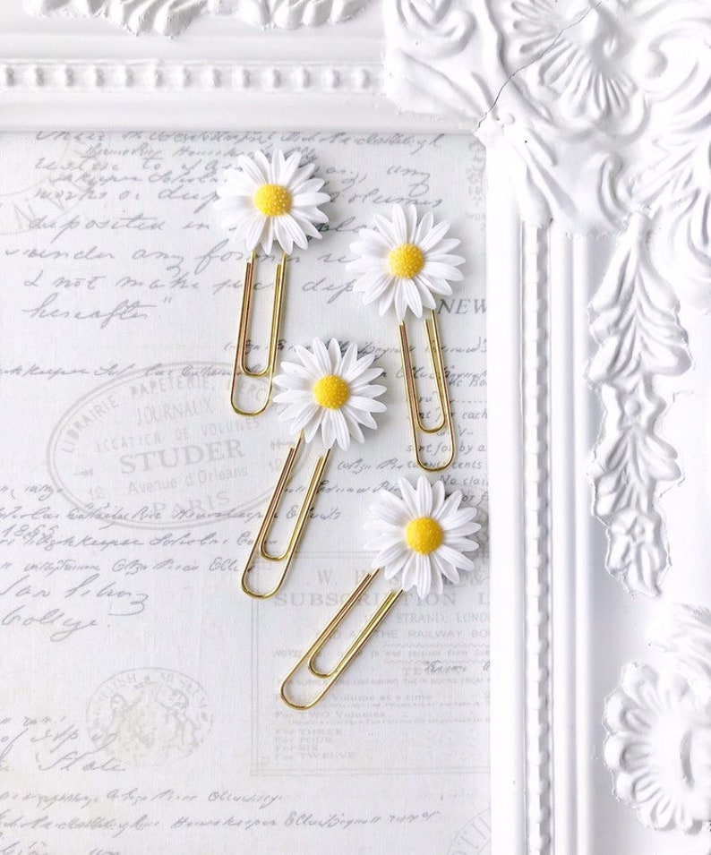 Daisy Planner Clips Flower Paper Clips Flower Planner Clips - Etsy