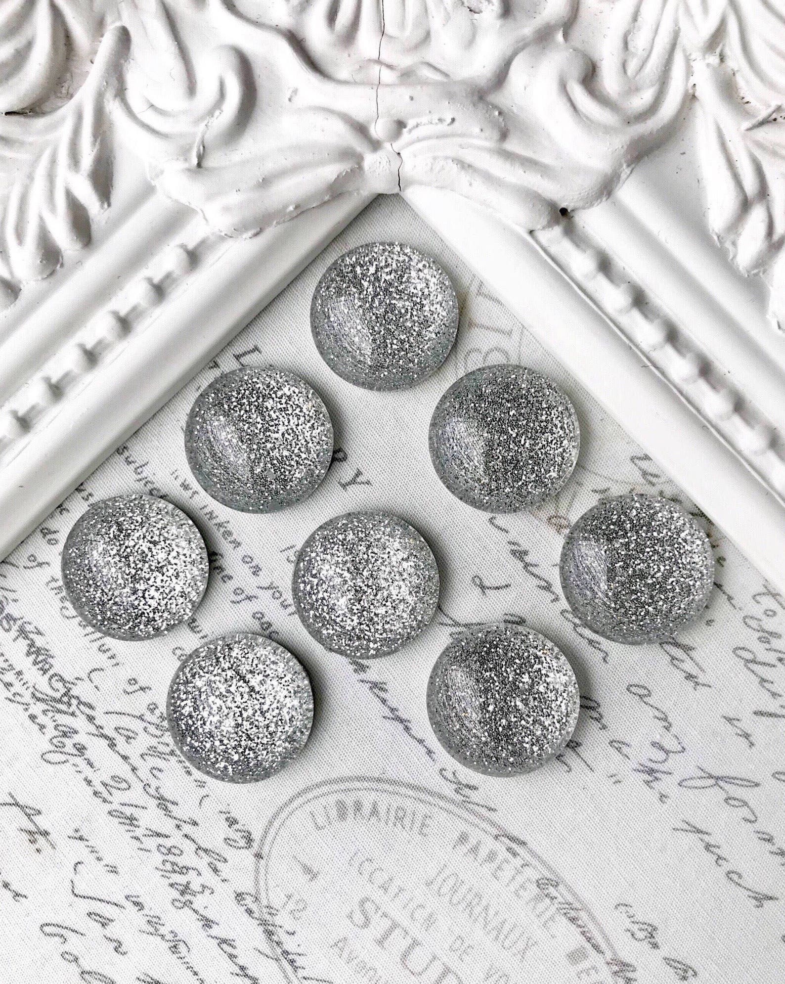 Silver Glitter Magnet Set, Silver Glitter Pushpins, Decorative Pushpins ...