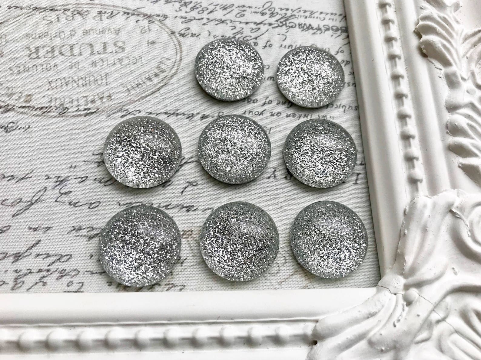 Silver Glitter Magnet Set Silver Glitter Pushpins Decorative - Etsy