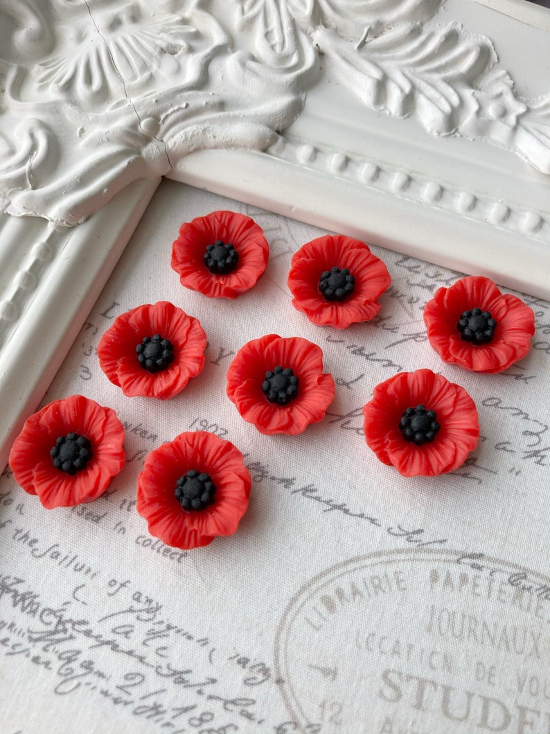Red Poppy Flower Magnets or Pushpins Red Flower Magnets or - Etsy