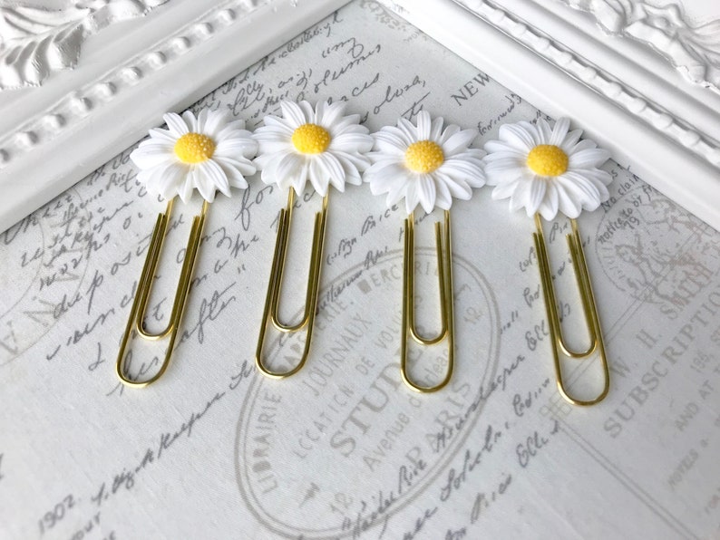 Daisy Planner Clips Flower Paper Clips Flower Planner Clips | Etsy