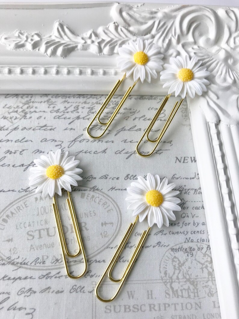 Daisy Planner Clips Flower Paper Clips Flower Planner Clips | Etsy
