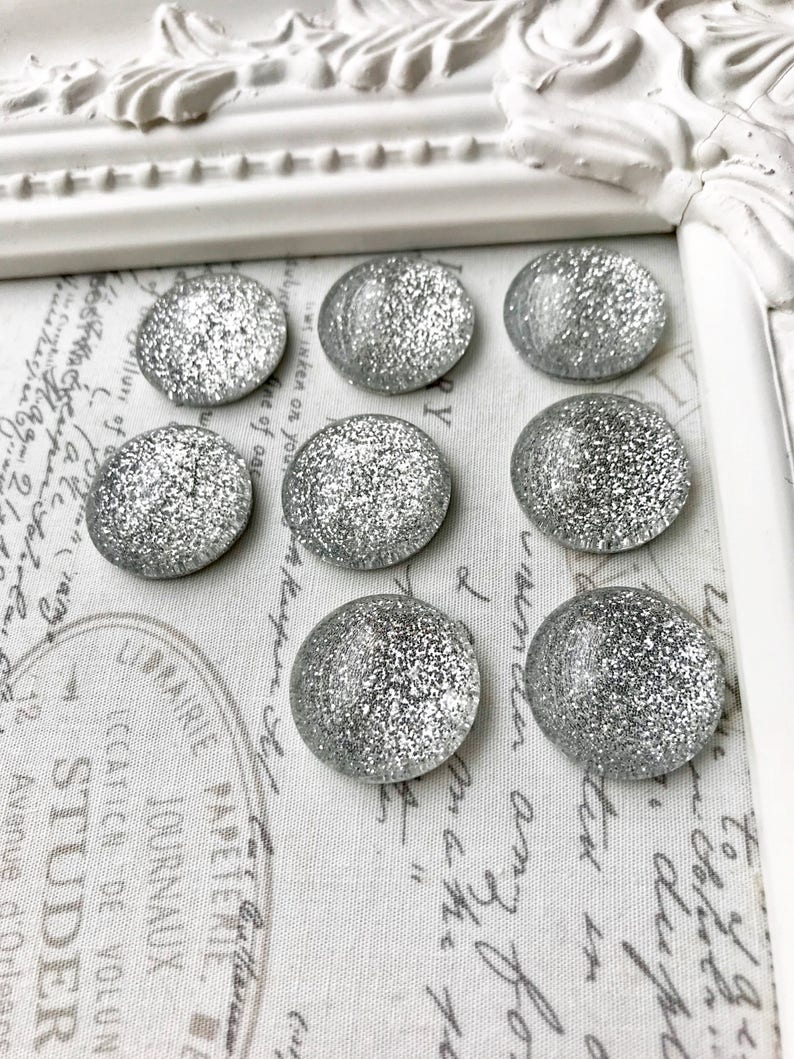 Silver Glitter Magnet Set, Silver Glitter Pushpins, Decorative Pushpins ...