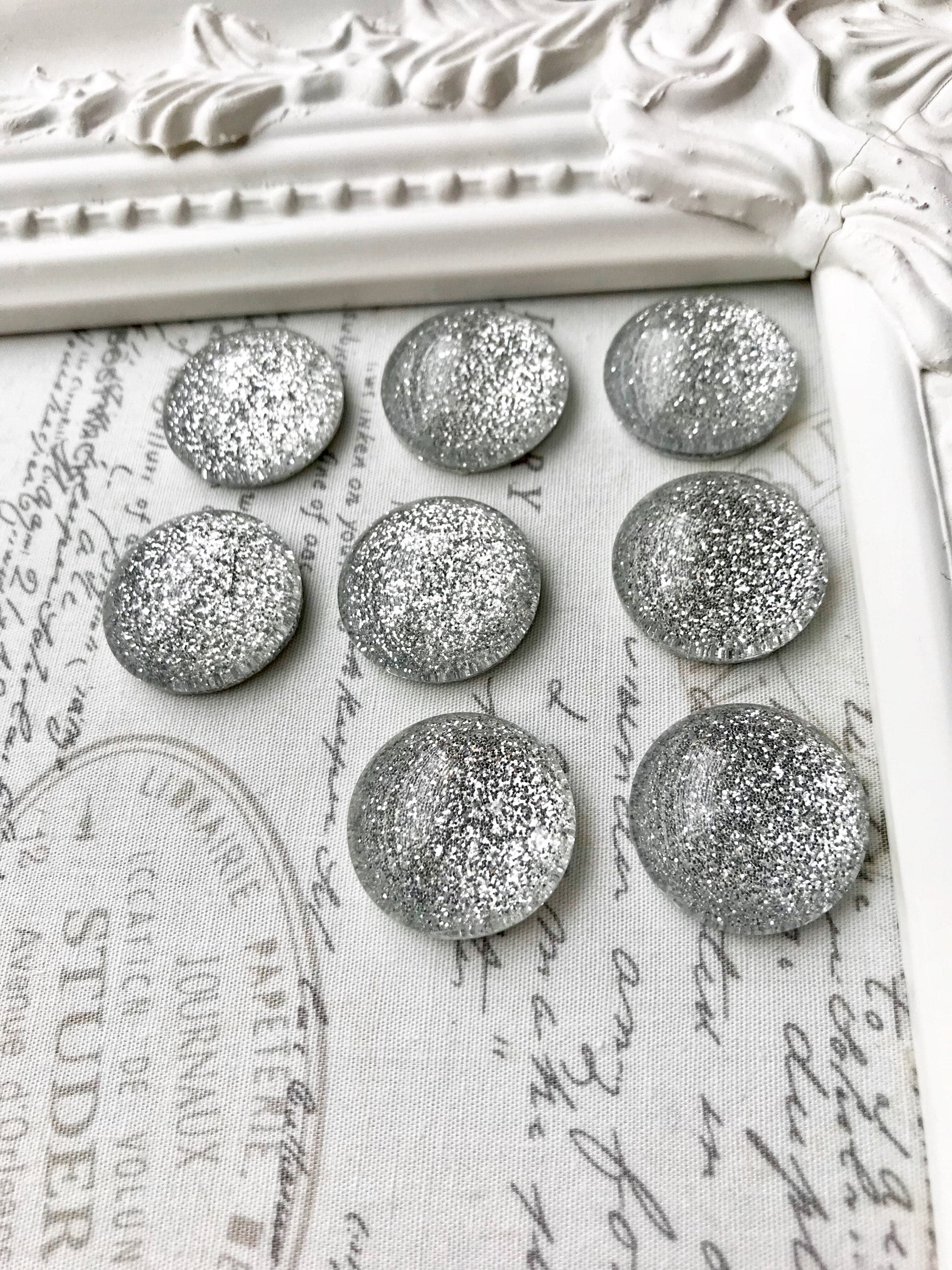Silver Glitter Magnet Set Silver Glitter Pushpins Decorative - Etsy