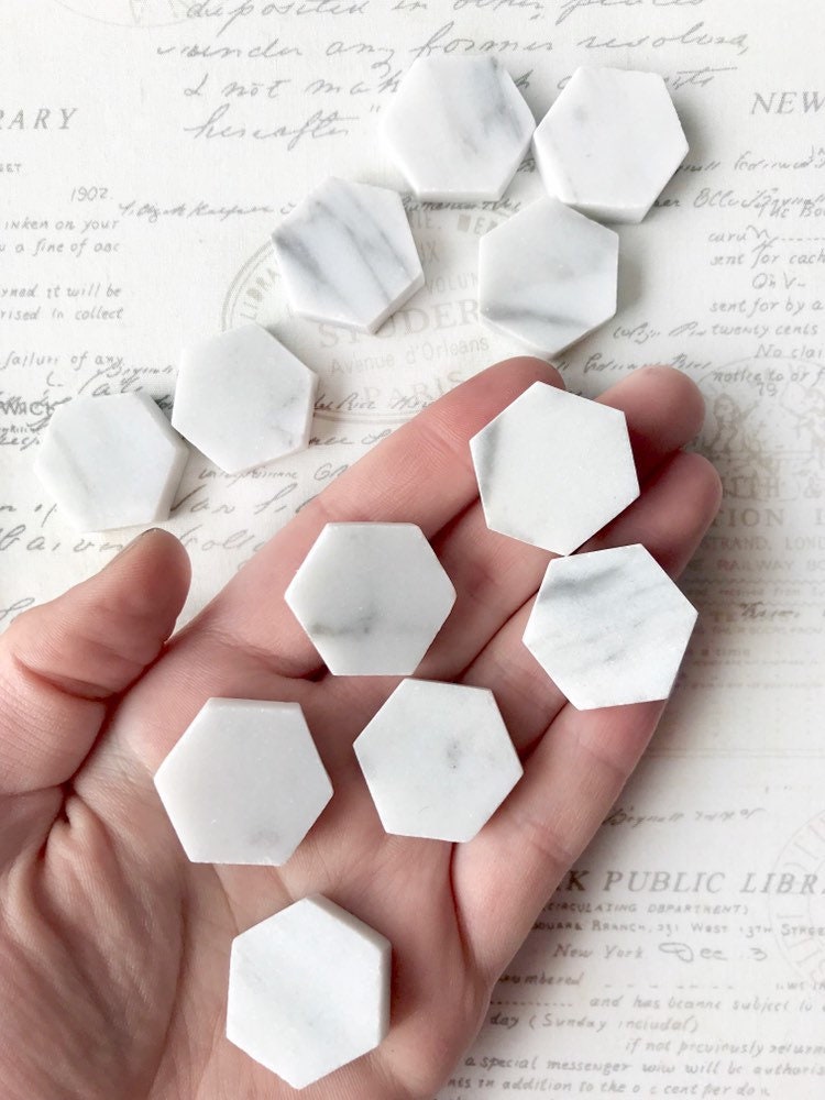 Italian Marble Magnets, Carrara White Marble Magnets, Marble Hexagon ...