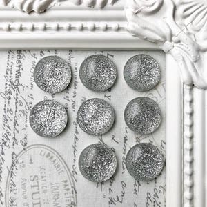 Silver Glitter Magnet Set, Silver Glitter Pushpins, Decorative Pushpins ...