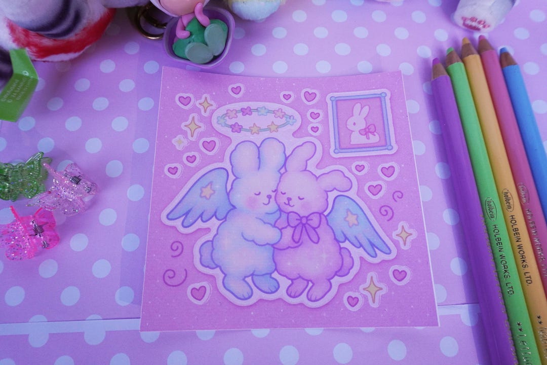 Angel Bunny Sticker Sheet, Pastel Matte Vinyl Stickers - Etsy