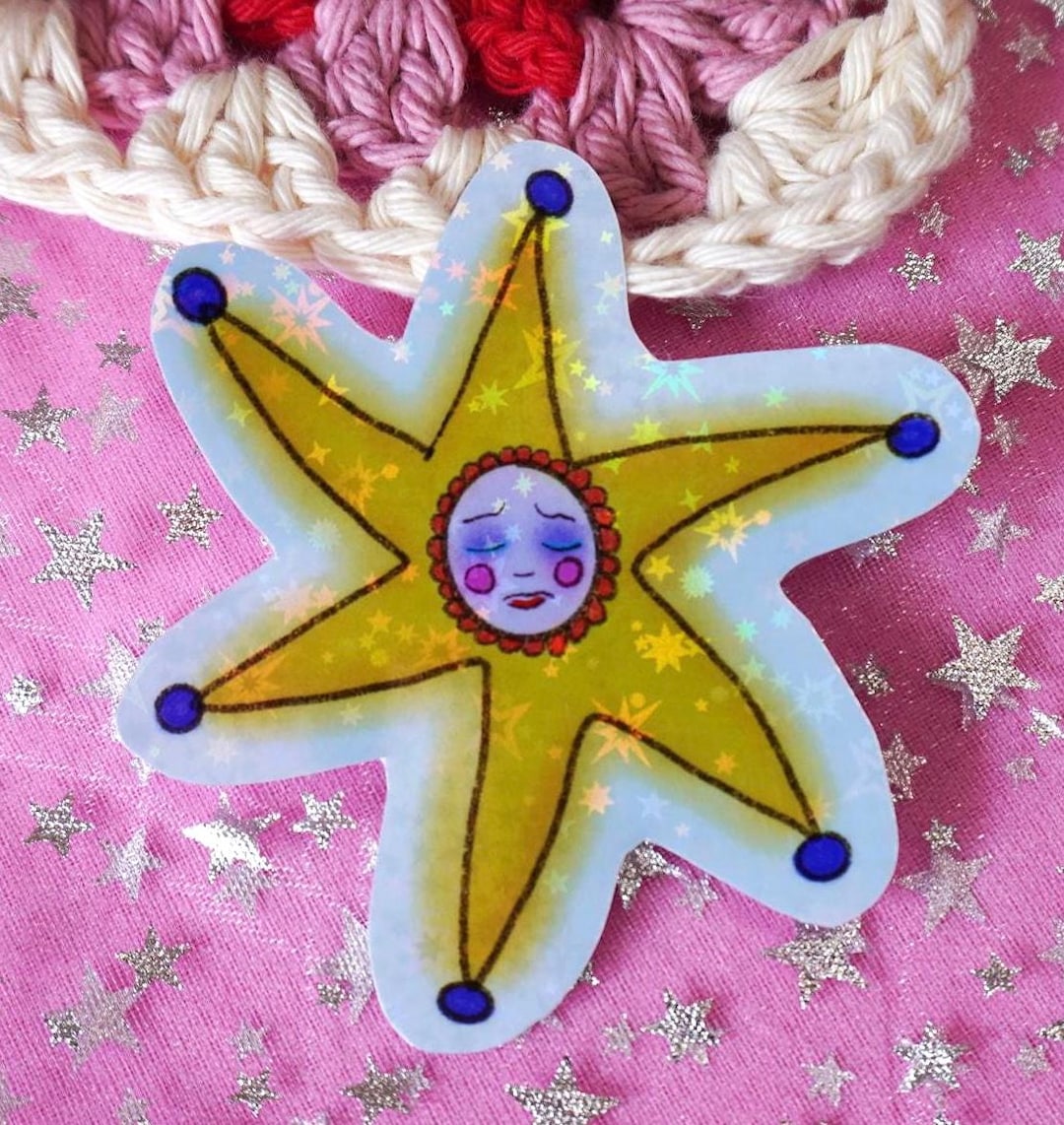 Holographic Sad Star Sticker | Waterproof Vinyl Die-cut - Etsy