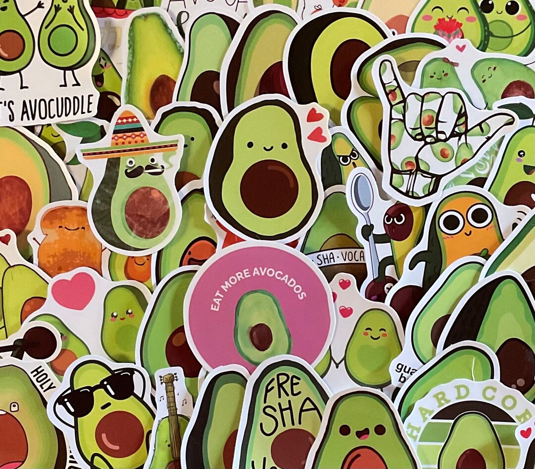 50 PCS Avocado Sticker Pack, Scrapbook Stickers, Gift for Avacado Lover ...