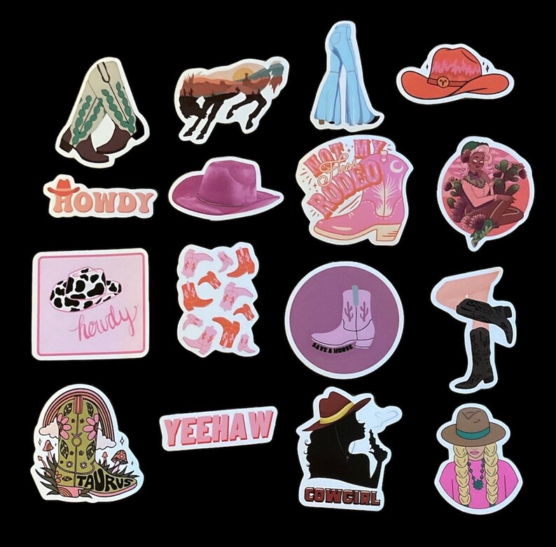 Cowgirl Sticker Pack: Western Pink Party Stickers (50 PCS) - Etsy