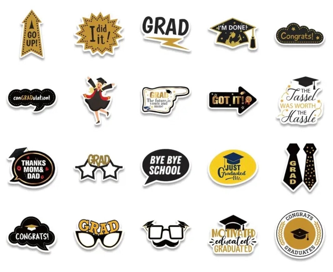 50 PCS Graduation Sticker Pack, Scrapbook Stickers, Gift for Graduate ...