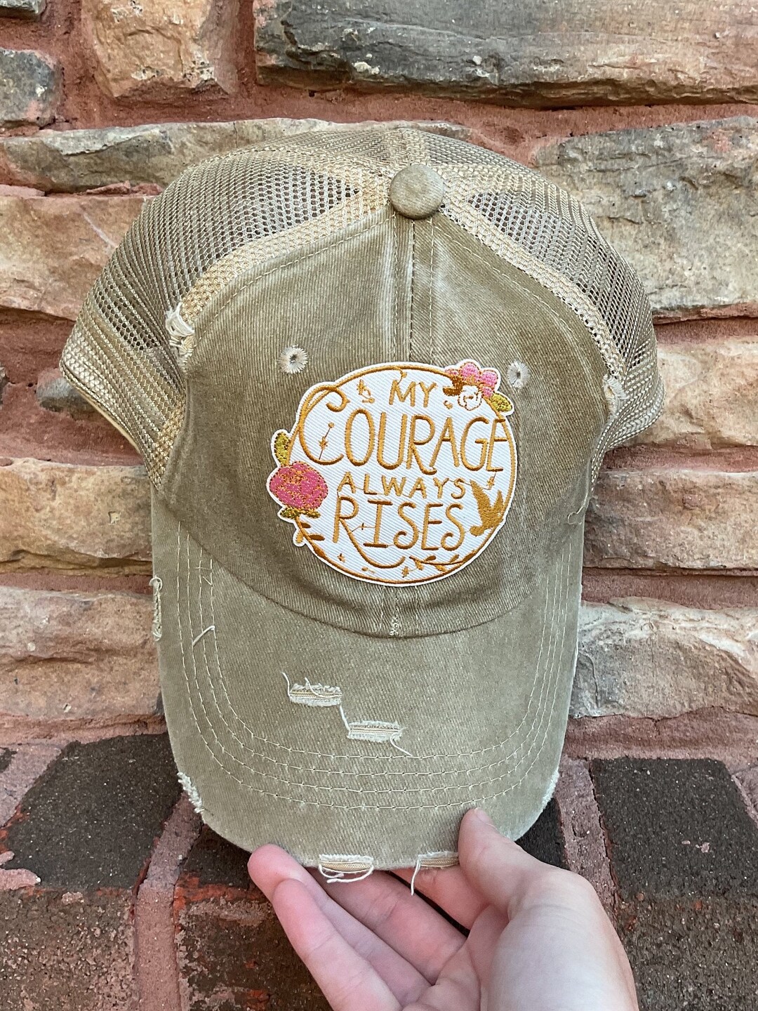 My Courage Always Rises Baseball Cap, Patch Hat for Her, Gift for Mom ...