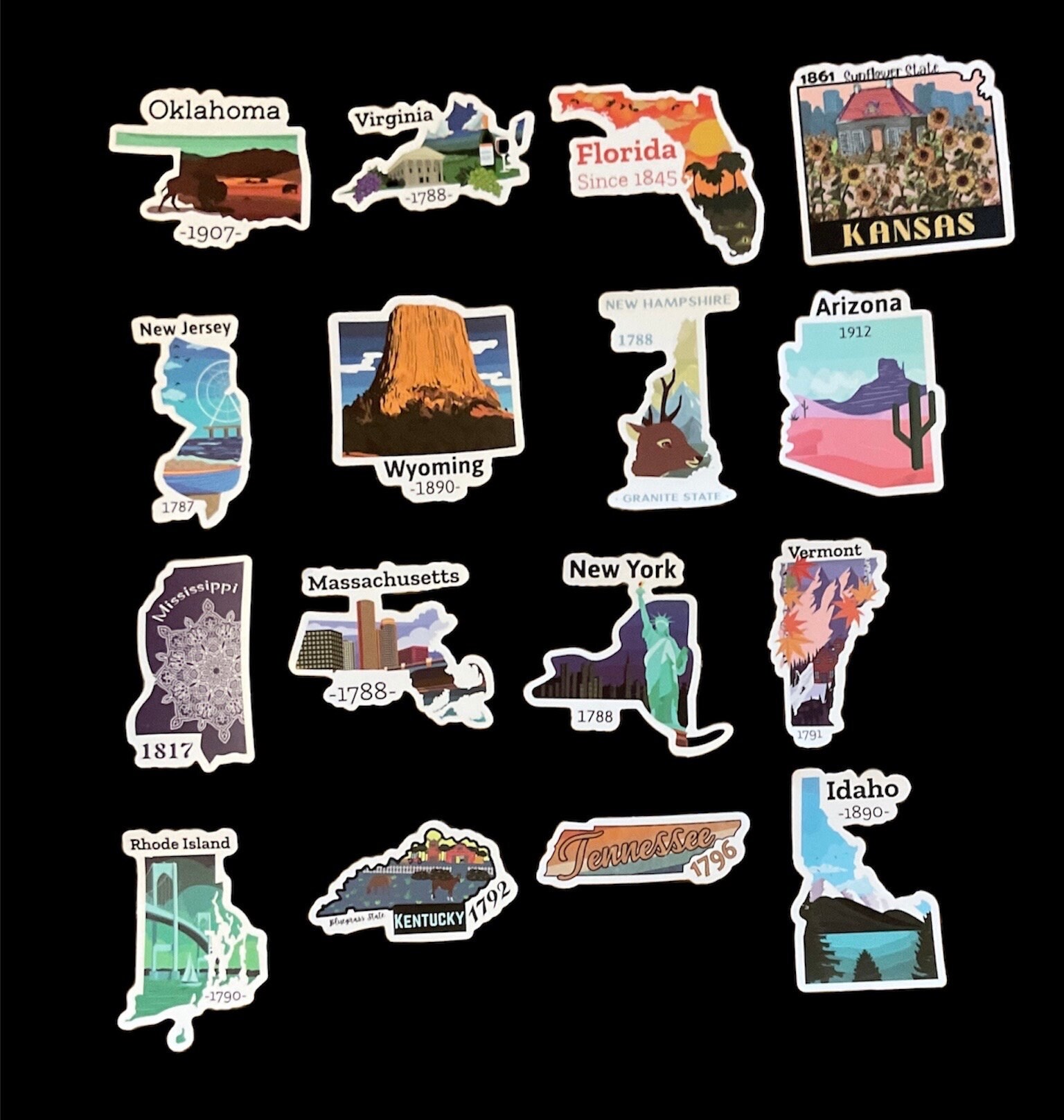 50 PCS USA State Sticker Pack/laptop Stickers/travel Stickers/scrapbook ...