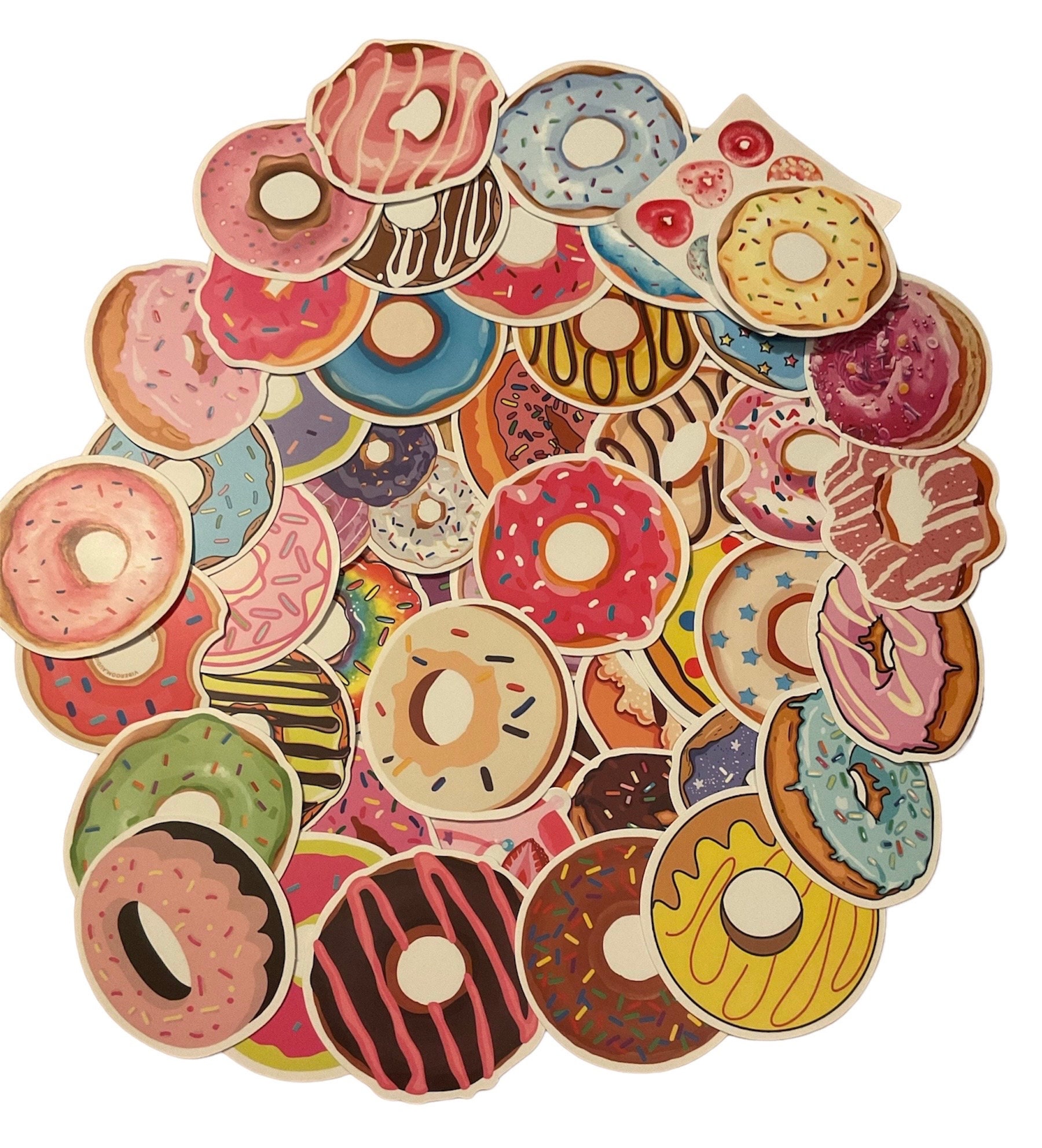 50 PCS Doughnut Sticker Pack, Scrapbook Stickers, Food Stickers ...