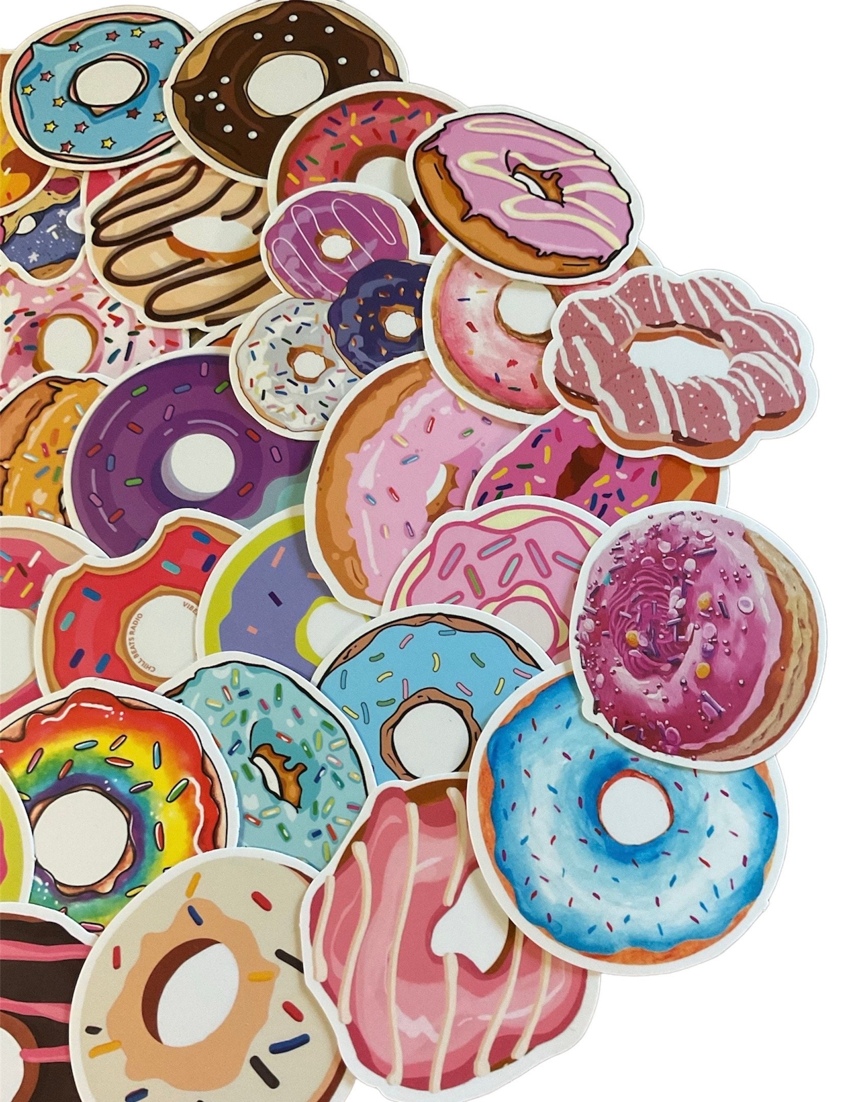 50 PCS Doughnut Sticker Pack, Scrapbook Stickers, Food Stickers ...