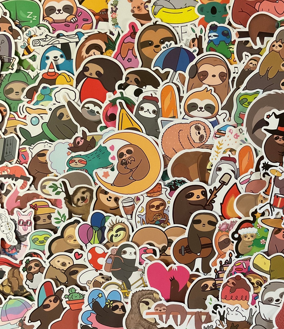 50 PCS Sloth Stickers: Waterproof Vinyl Decals for Laptop, Scrapbook - Etsy