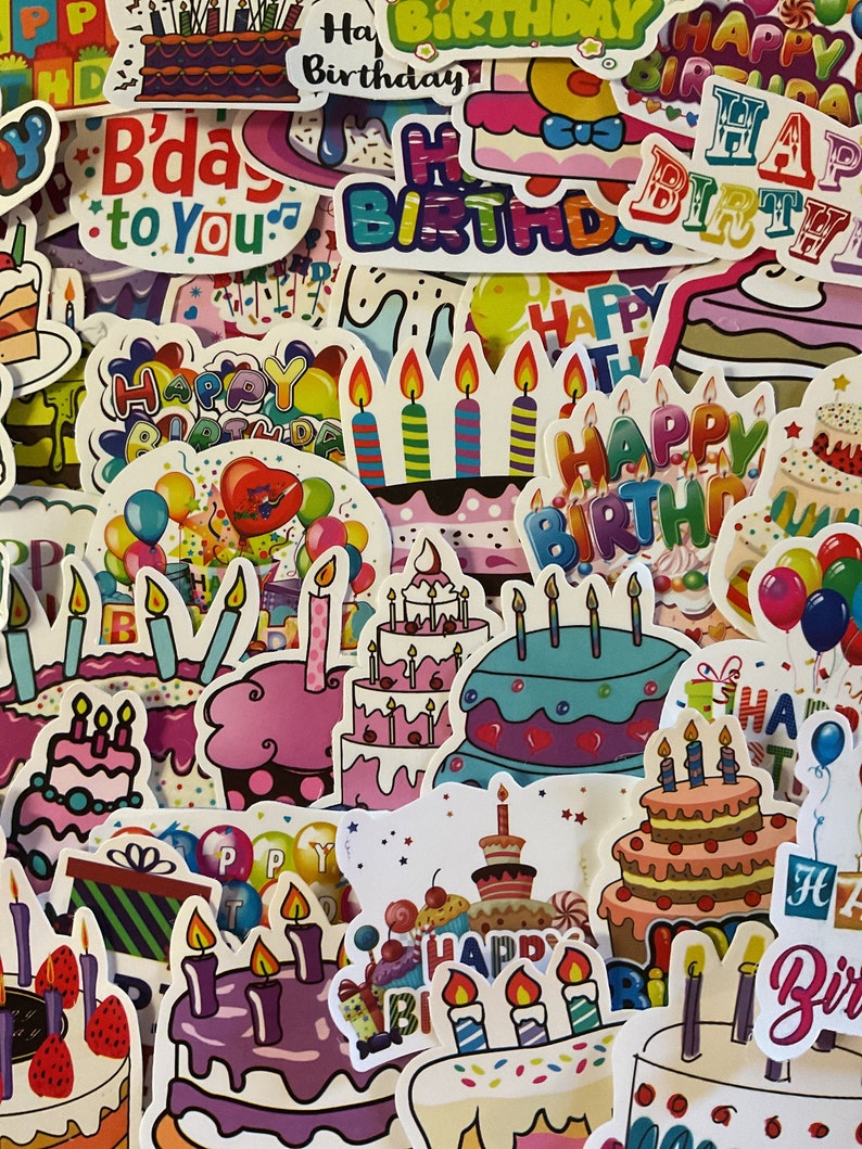 50 PCS Birthday Sticker Pack, Happy Birthday Stickers, Waterbottle ...
