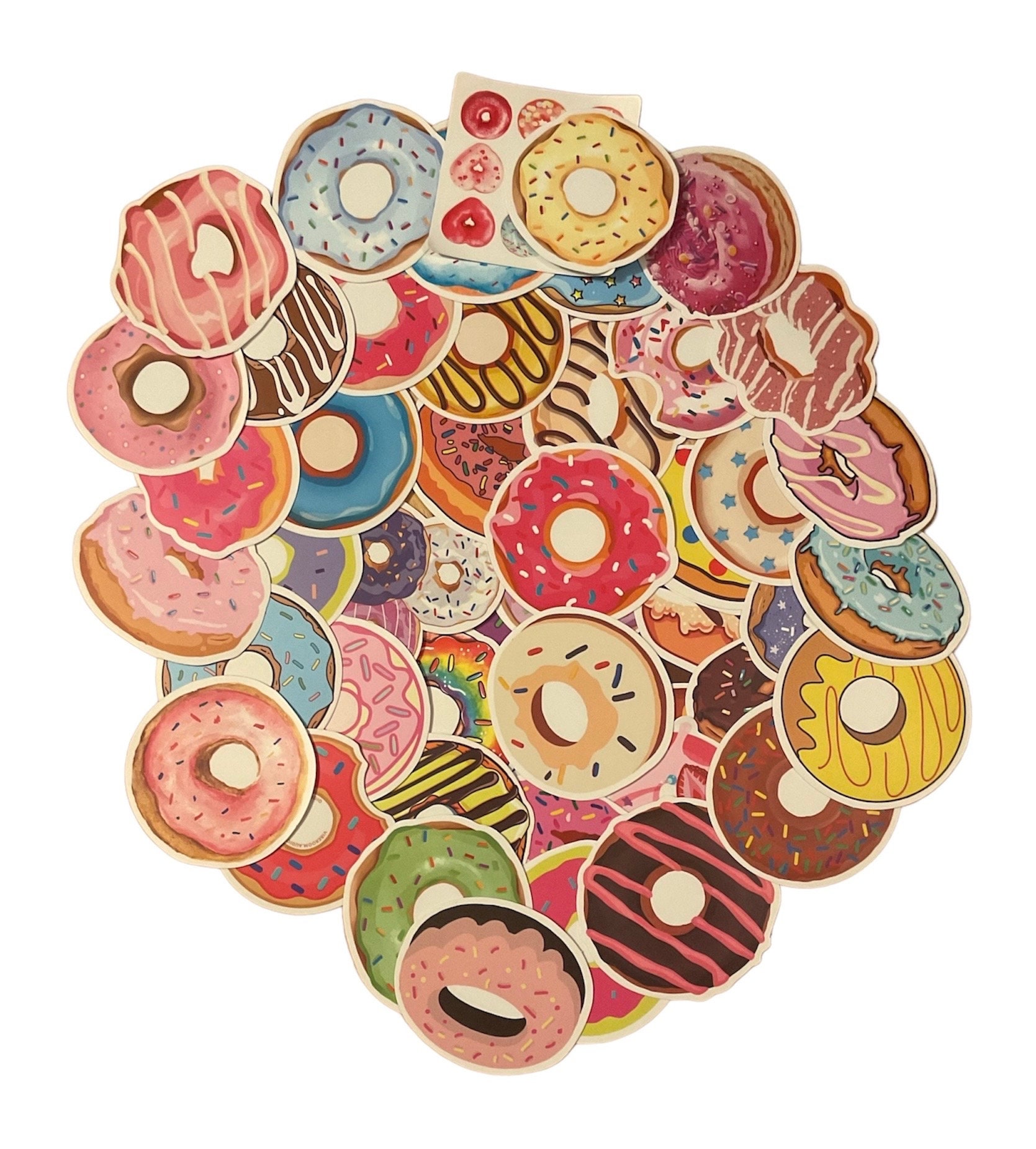 50 PCS Doughnut Sticker Pack, Scrapbook Stickers, Food Stickers ...
