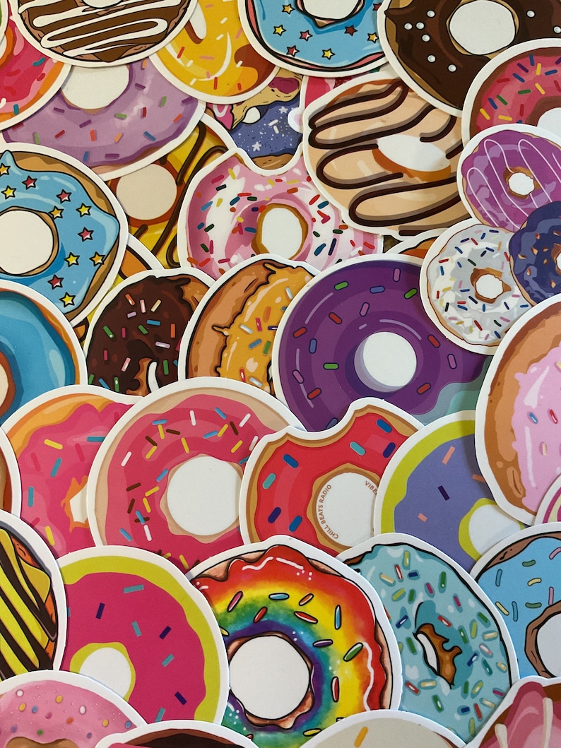 50 PCS Doughnut Sticker Pack, Scrapbook Stickers, Food Stickers ...