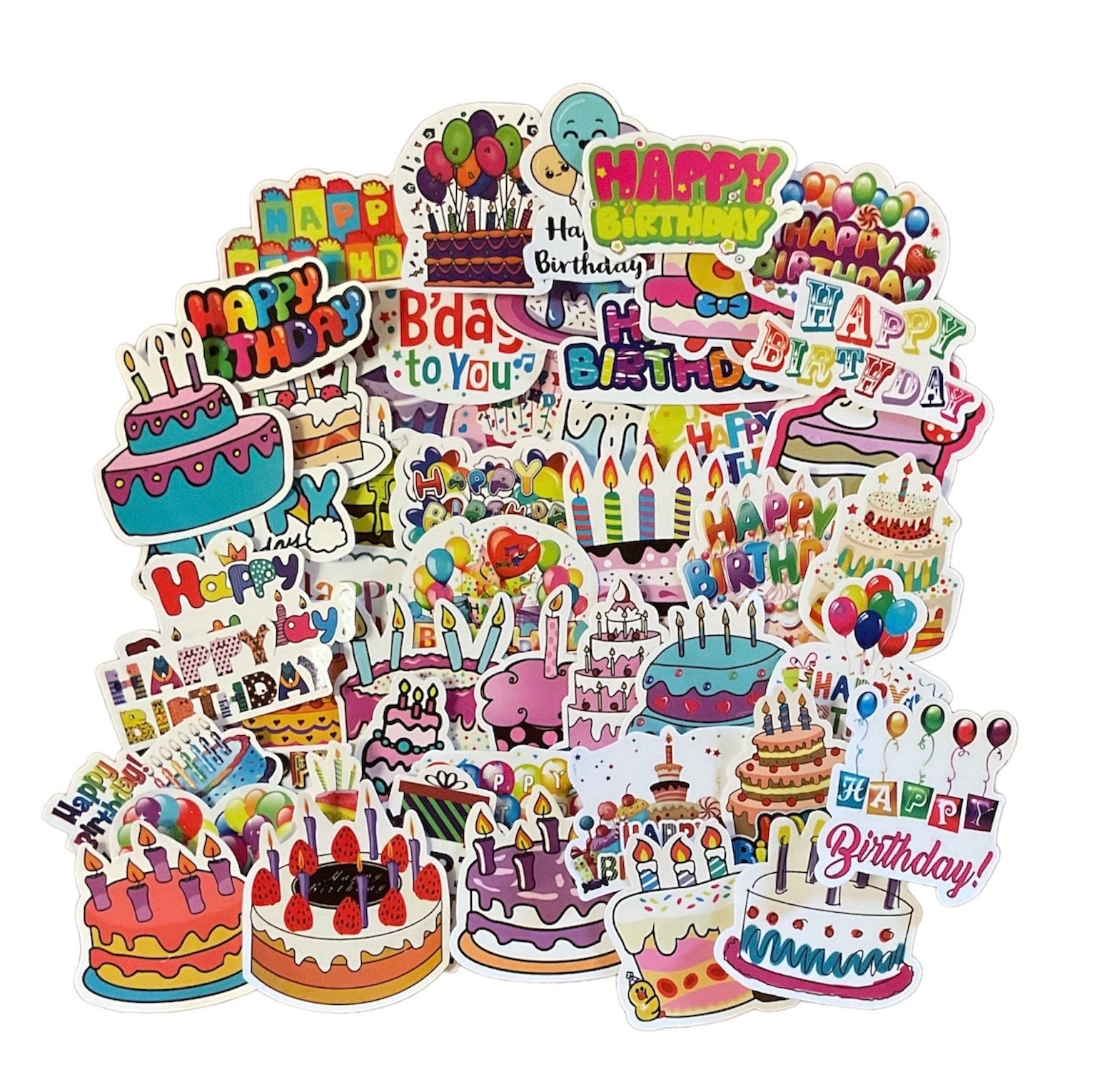 50 PCS Birthday Sticker Pack, Happy Birthday Stickers, Waterbottle ...