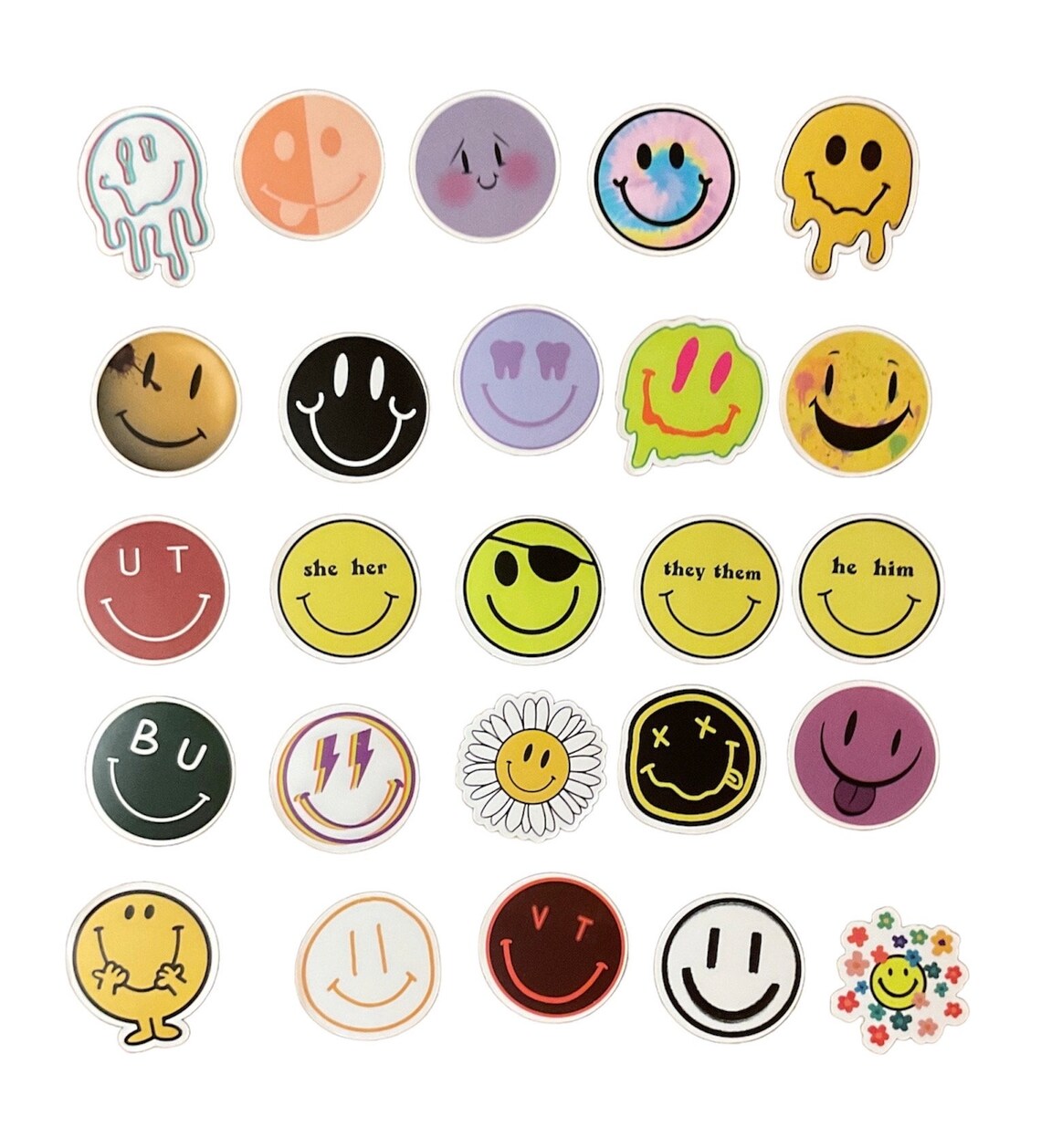 50 PCS Smiley Face Sticker Pack, Scrapbook Stickers, Smiley Face Lover ...