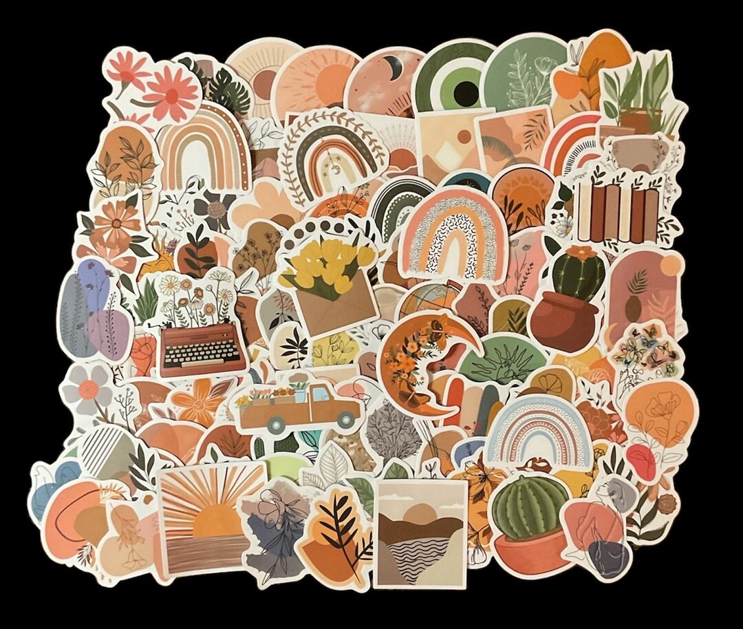 100 PCS Boho Sticker Pack, Nature Stickers, Laptop Sticker, Scrapbook ...
