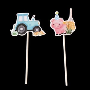 12 PCS Farm Cupcake Toppers, Barn Animal Birthday Decor, Tractor Lover ...