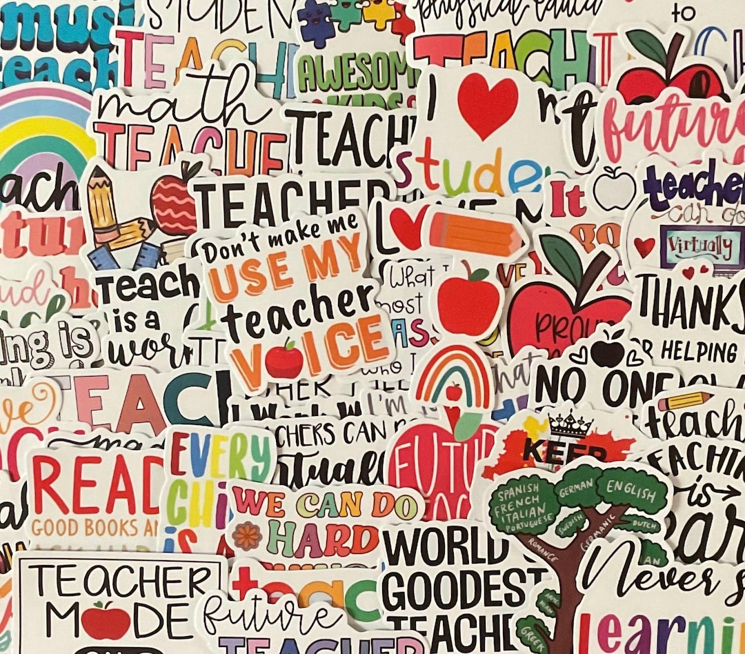 50 PCS Teacher Sticker Pack, Scrapbook Stickers, Gift for Teachers ...