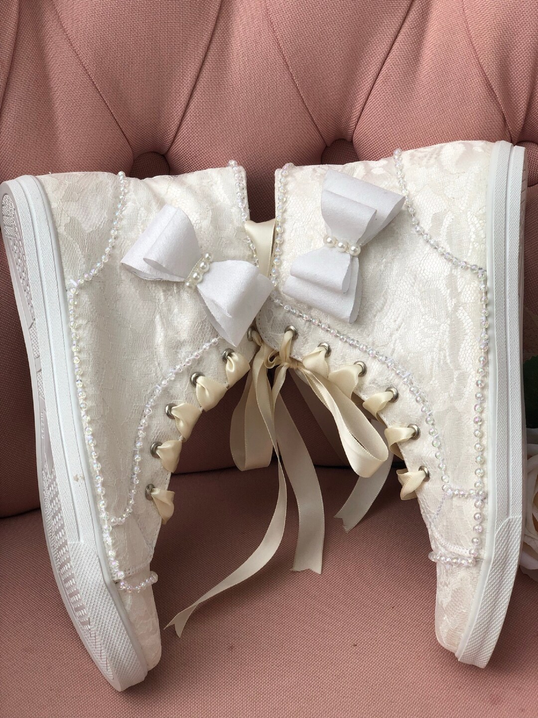 First Communion Shoes Girls, Shoes With Bows, High Top Lace Ivory ...