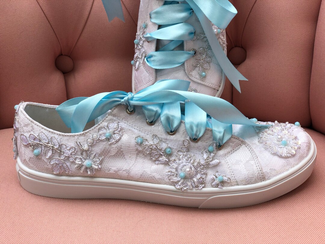 Something Blue Gift for Bride Shoes, Blue Wedding Shoes Low Heel Gift ...
