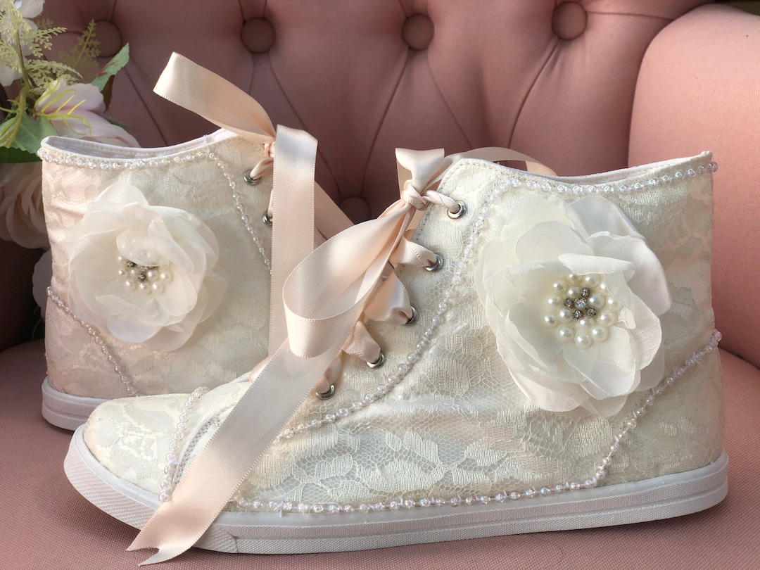 Hochzeit Sneaker Spitzenschuhe für die Braut Braut Sneakers - Etsy.de