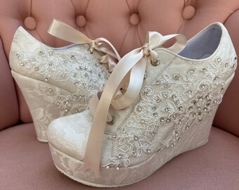 Ivory Lace Wedge | Etsy