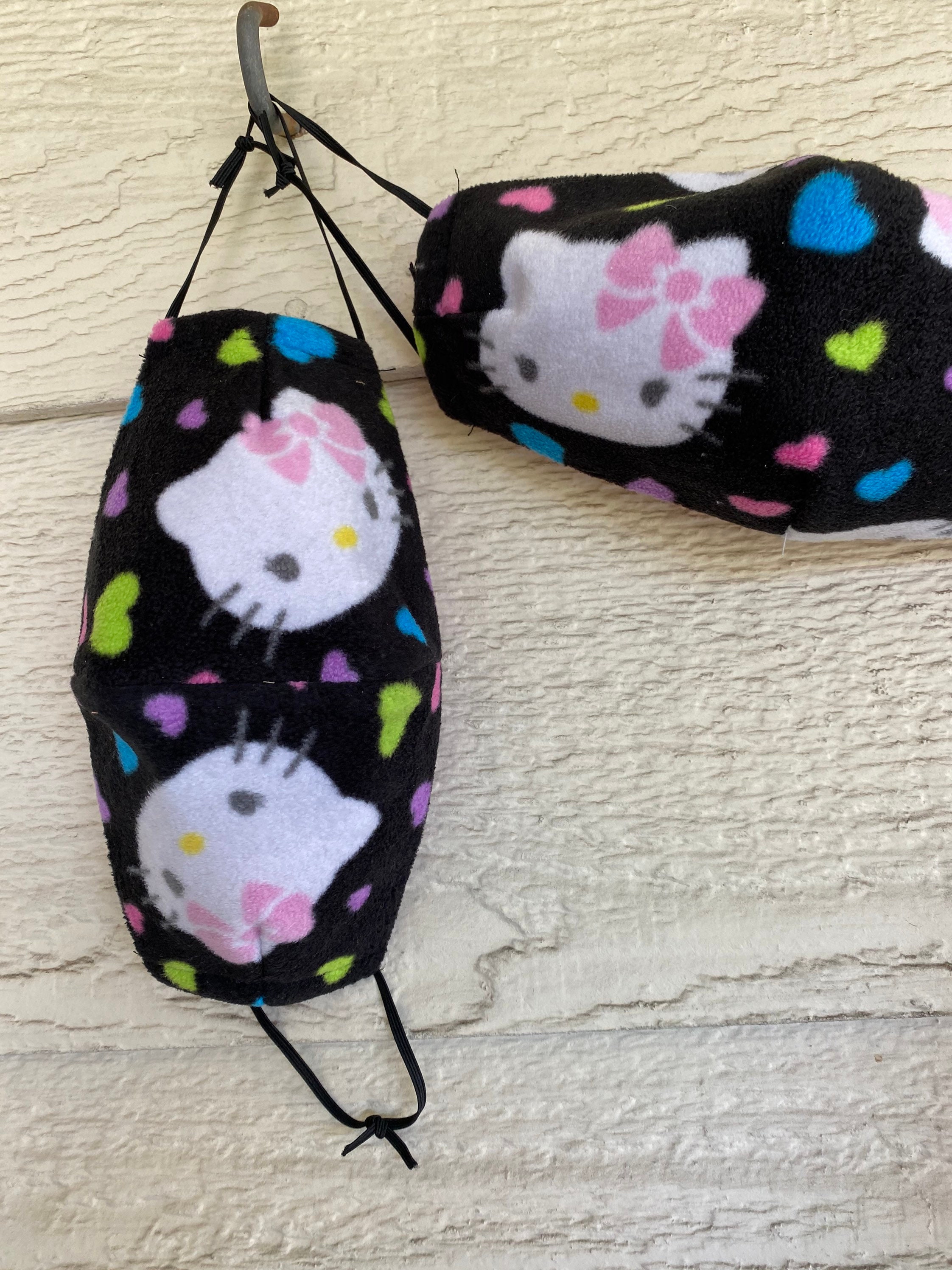 Hello Kitty Face Mask with Filter White Hearts Black for | Etsy