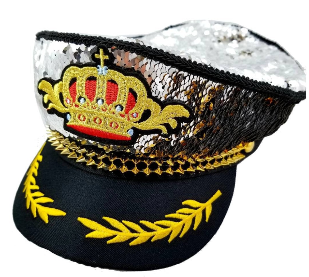 Captain Hat Sequinred & Gold Crown Embroidered Festival Hat - Etsy