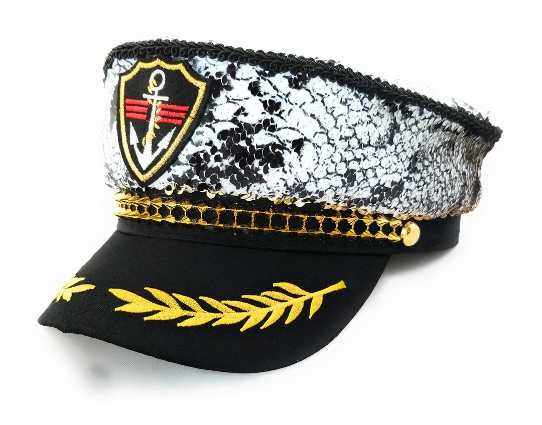 Unique Snake Print / Gold Sequin Fabric Captain Hat - Etsy