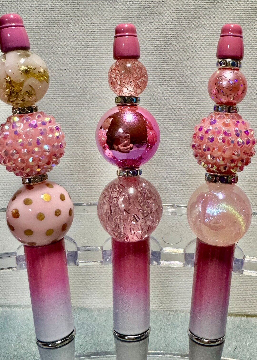 Pink Beaded Ink Pens With 3 Tone Barrel .gorgeous and so Sparkly.great ...