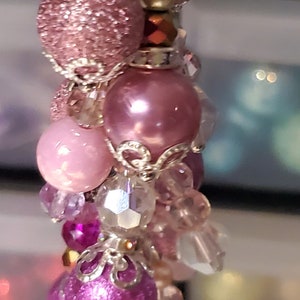 Beautiful Shades of Pink and Clear Crystal Beaded Chunky Purse Charm or ...
