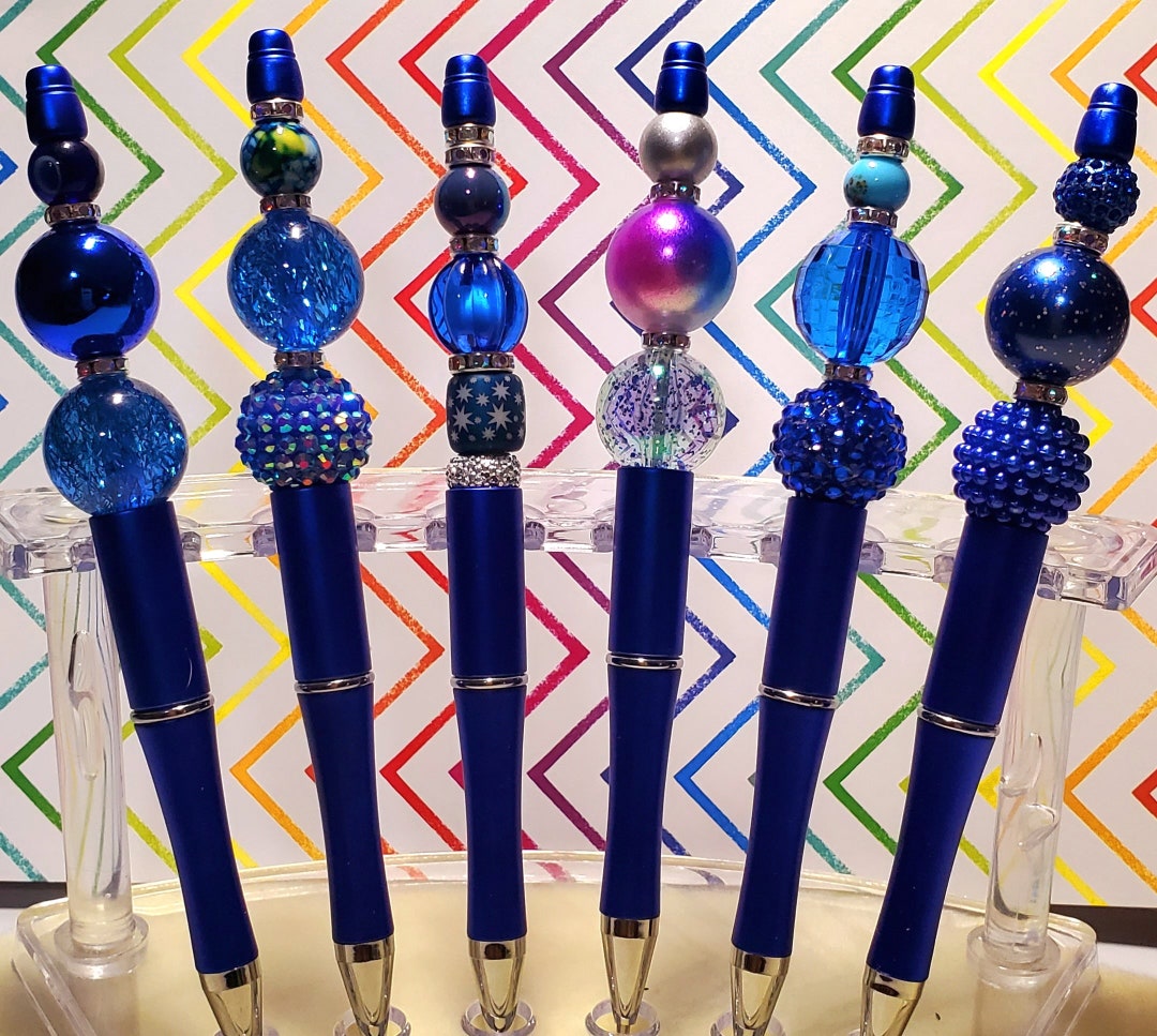 Tantalizing Blue Gorgeous Beaded Ink Pens in Colors of Blue. Great for ...