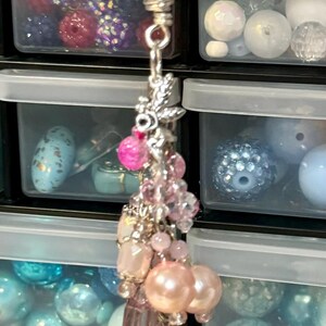 Beautiful Shades of Pink and Clear Crystal Beaded Chunky Purse Charm or ...