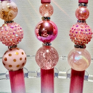 Pink Beaded Ink Pens With 3 Tone Barrel .gorgeous and so Sparkly.great ...