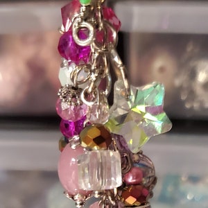 Beautiful Shades of Pink and Clear Crystal Beaded Chunky Purse Charm or ...
