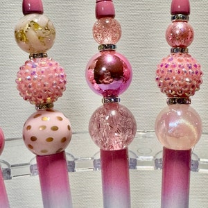 Pink Beaded Ink Pens With 3 Tone Barrel .gorgeous and so Sparkly.great ...
