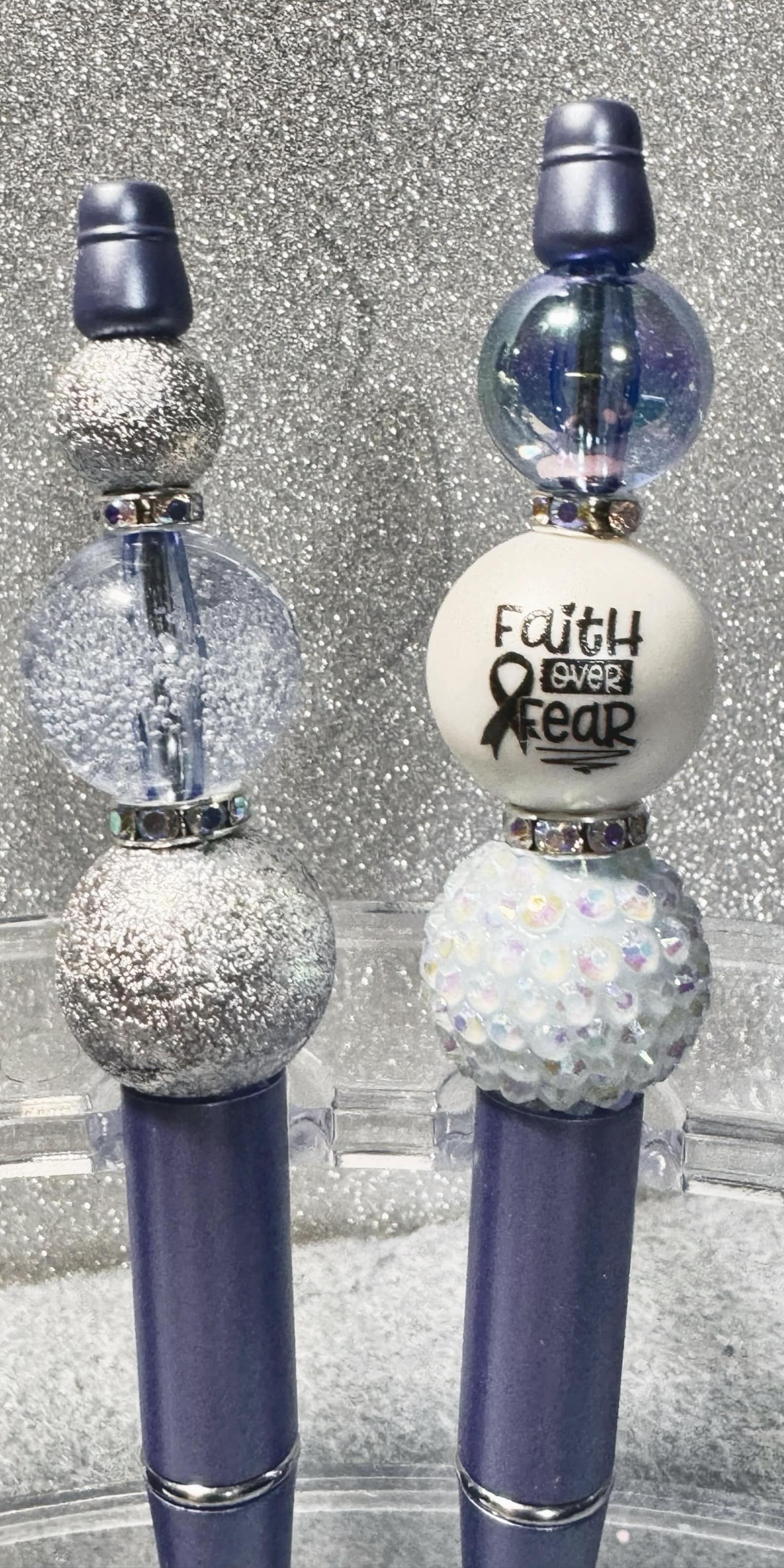 Icy Blue Beaded Pen: Refillable Elegant Writing Pen - Etsy