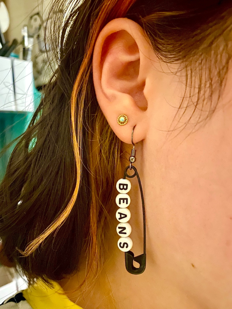 Custom Beaded Message Safety Pin Earrings - Etsy
