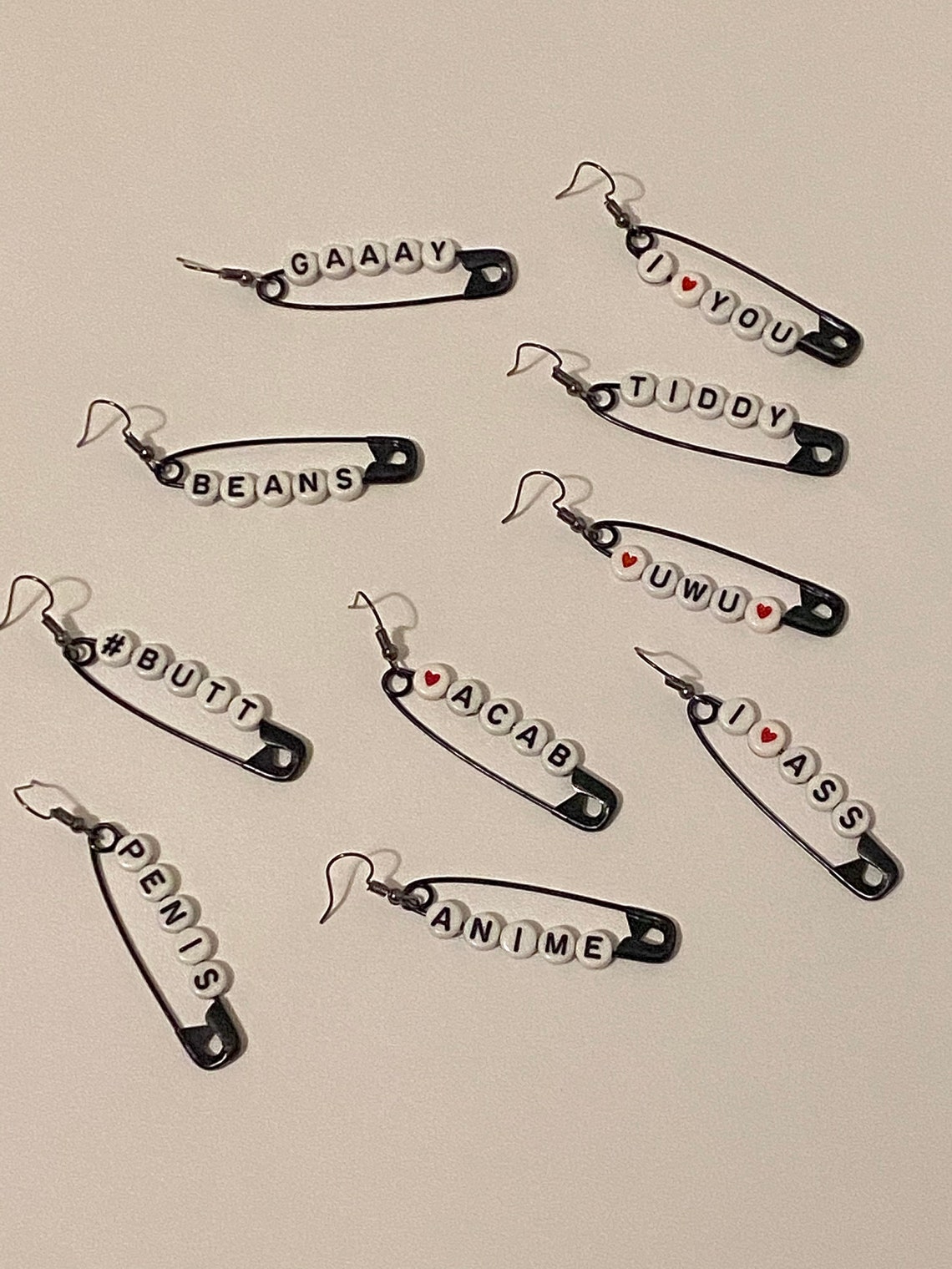 Custom Beaded Message Safety Pin Earrings - Etsy