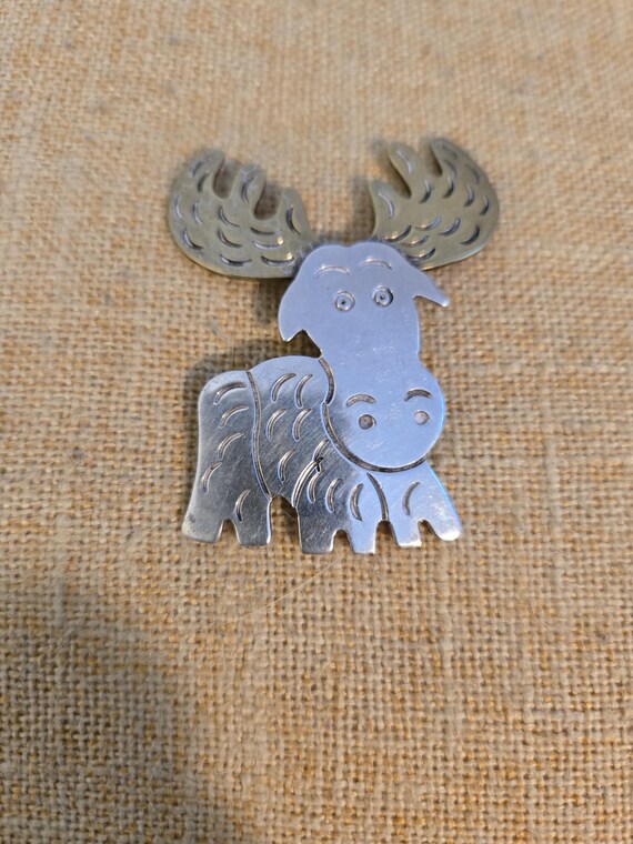 Vintage brooch pin moose - Gem