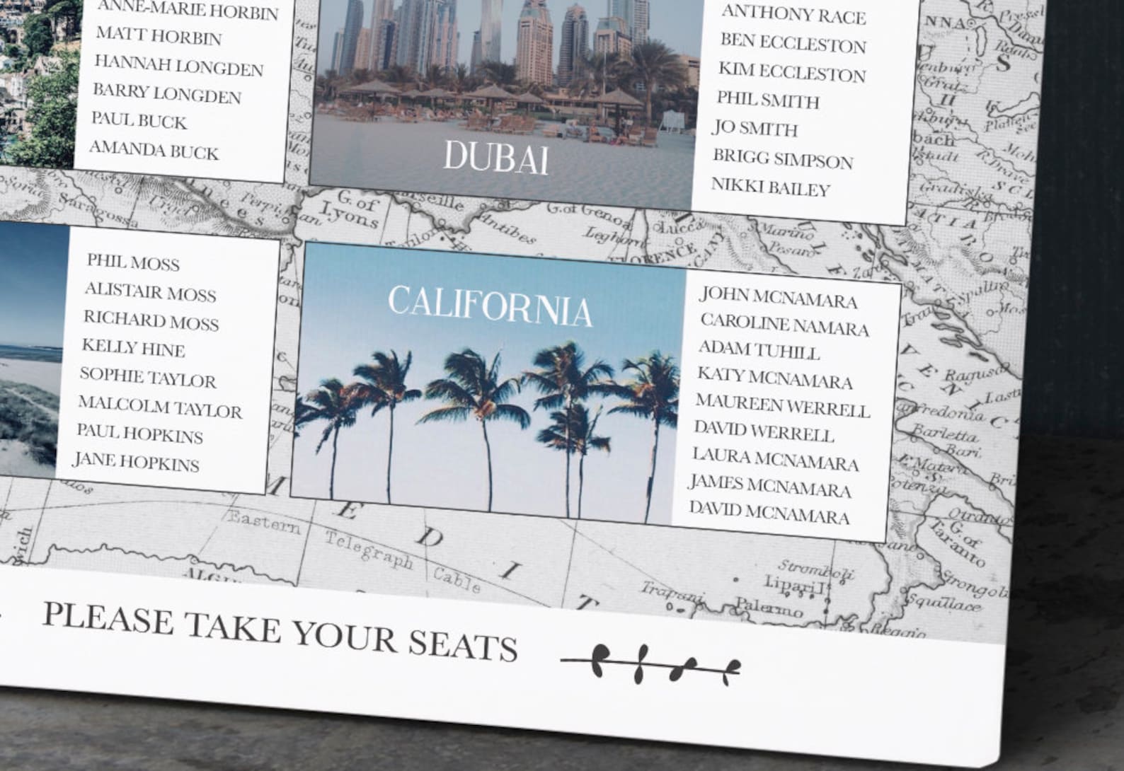Travel Themed Wedding Table Plan With Vintage Map - Etsy